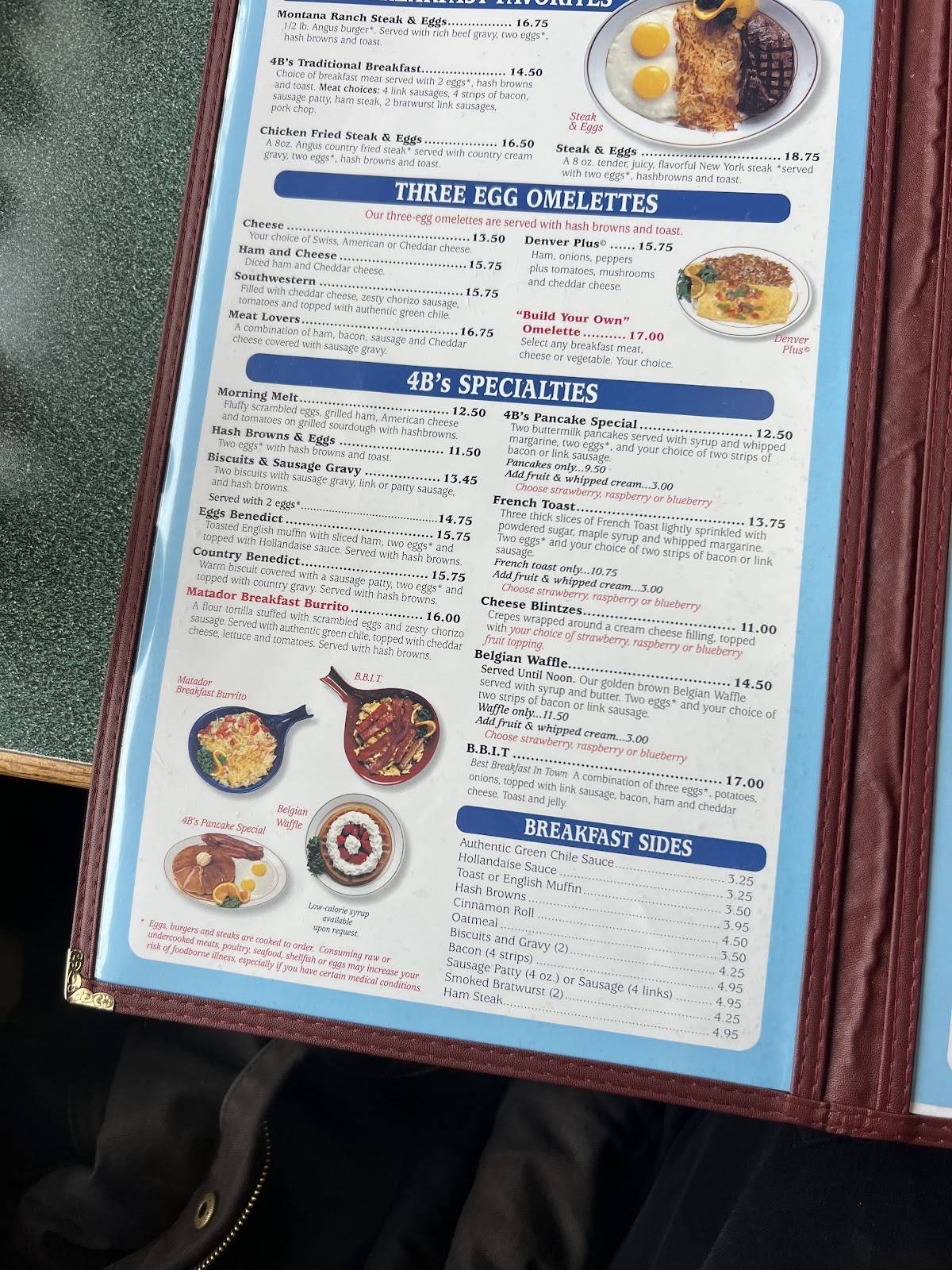Menu at 4B's Restaurant, Missoula, 700 E Broadway St