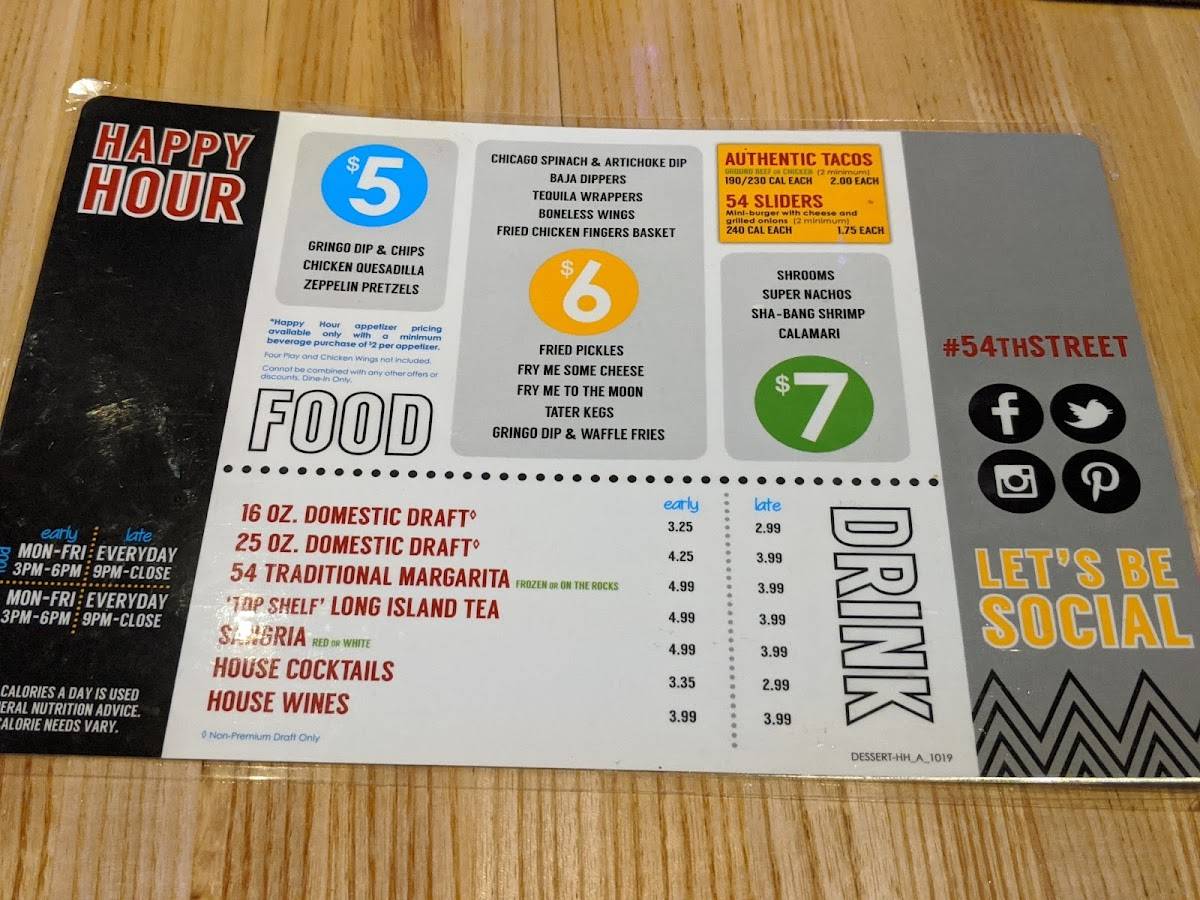 Menu at 54th Street Restaurant & Drafthouse- Zona Rosa, Kansas City, NW ...
