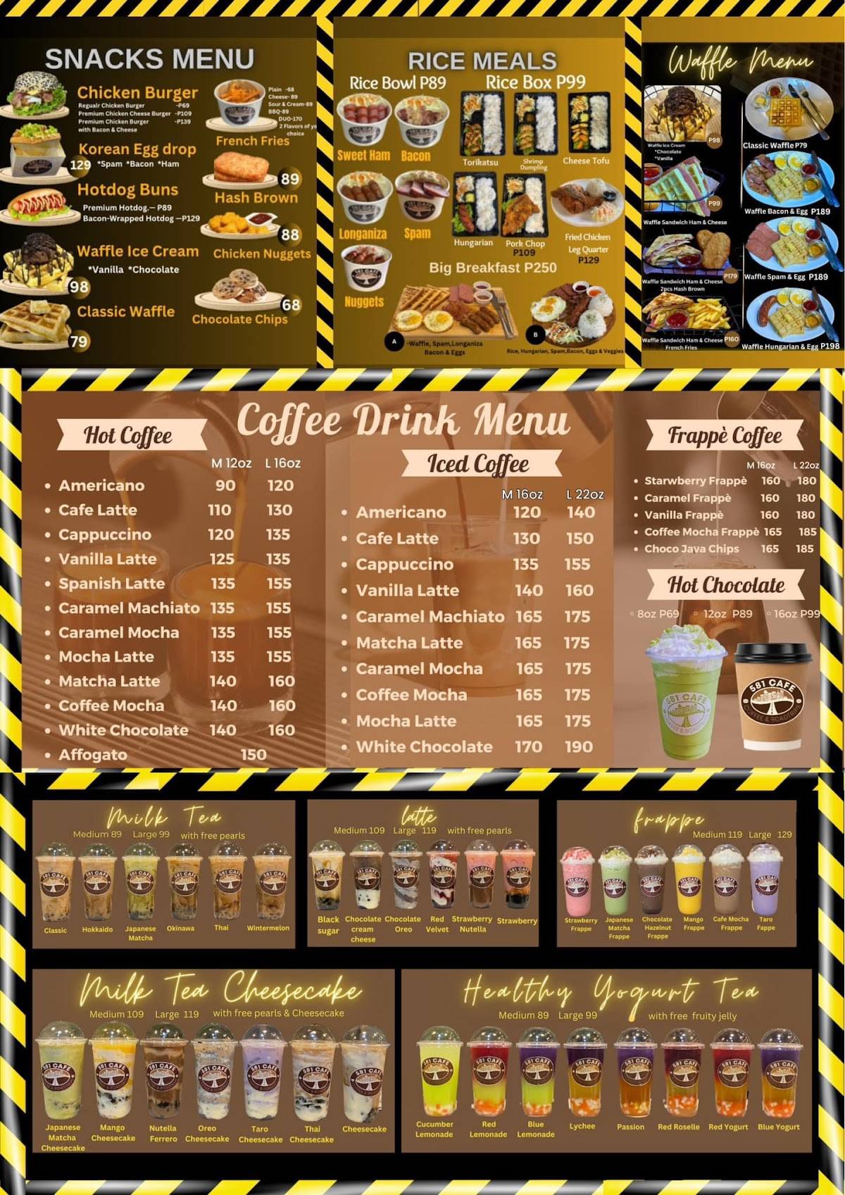 Menu at 581 Cafe, Cebu City