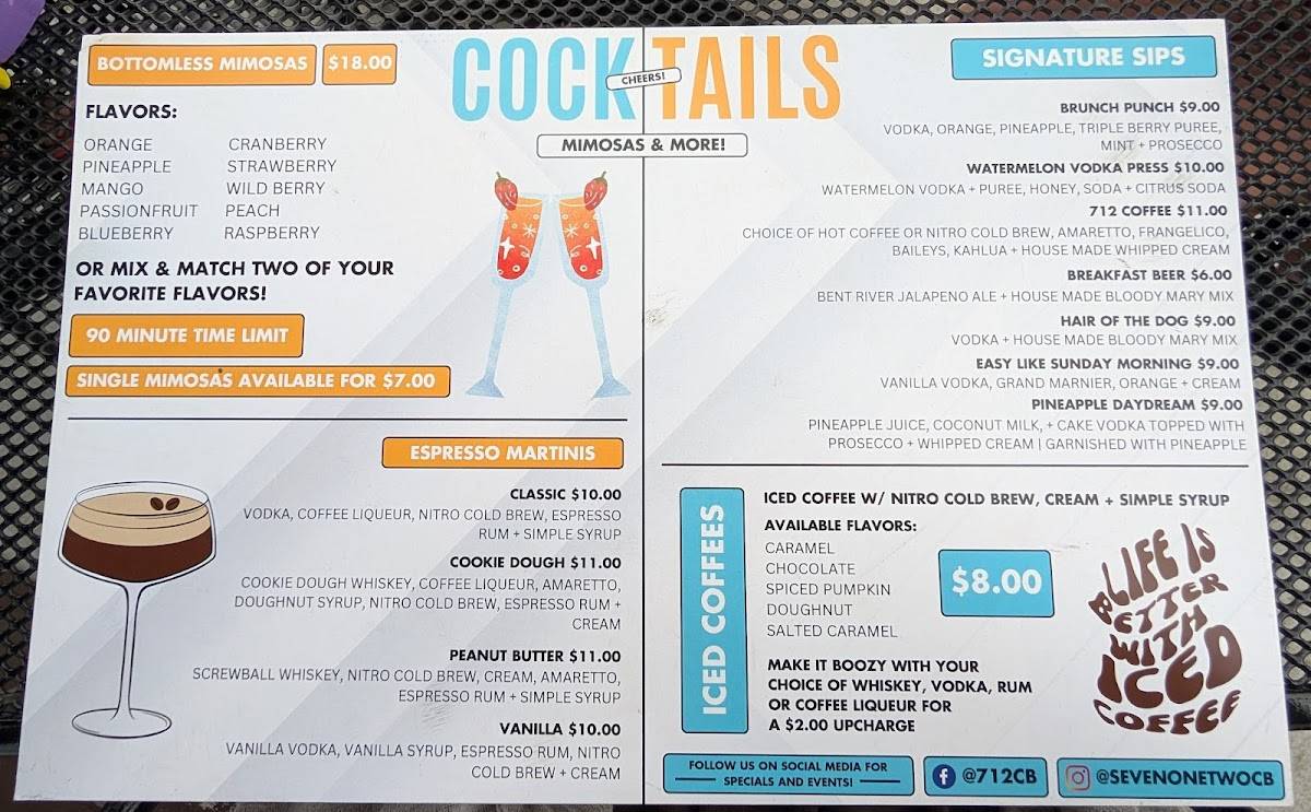Menu at 712 Eat + Drink pub & bar, Council Bluffs, Madison Ave #700