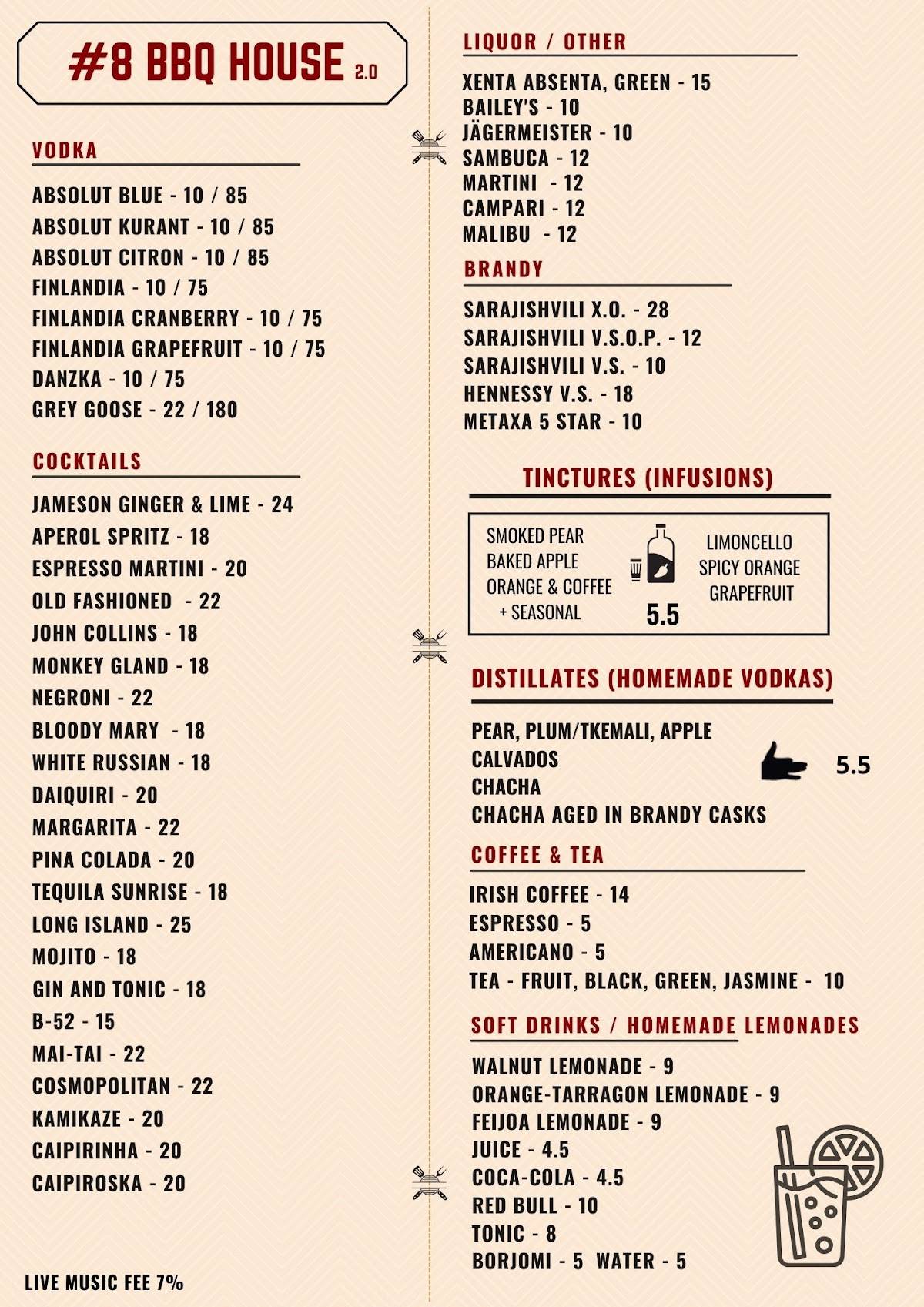 Menu at #8 BBQ HOUSE, Tbilisi, 133 Davit Aghmashenebeli Ave