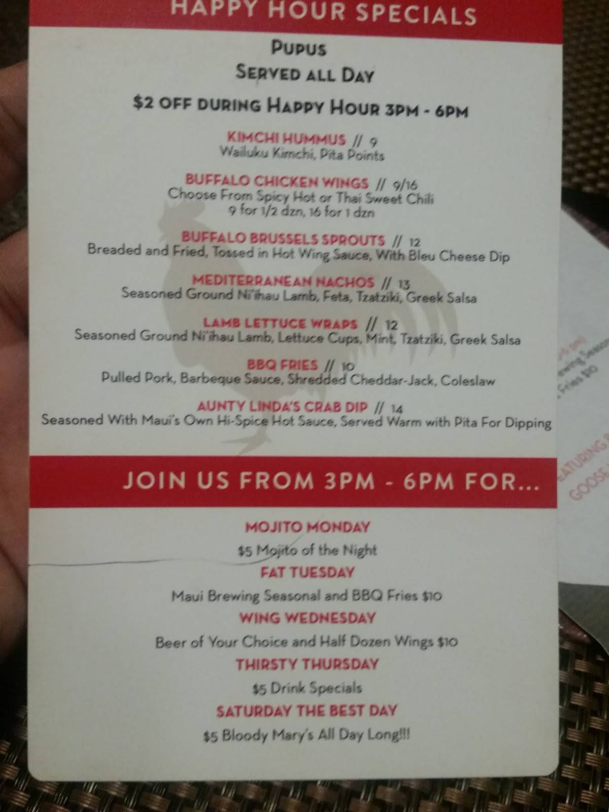Menu at 808 old town pub & bar, Wailuku