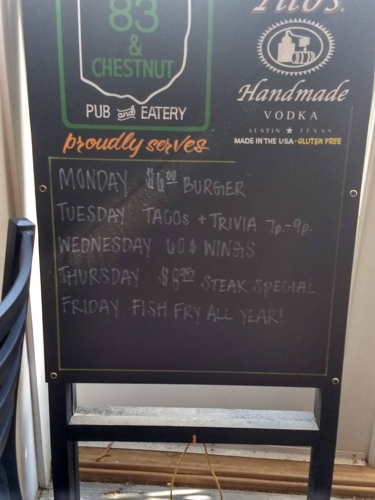 Menu at 83 & Chestnut Pub and Eatery, North Ridgeville