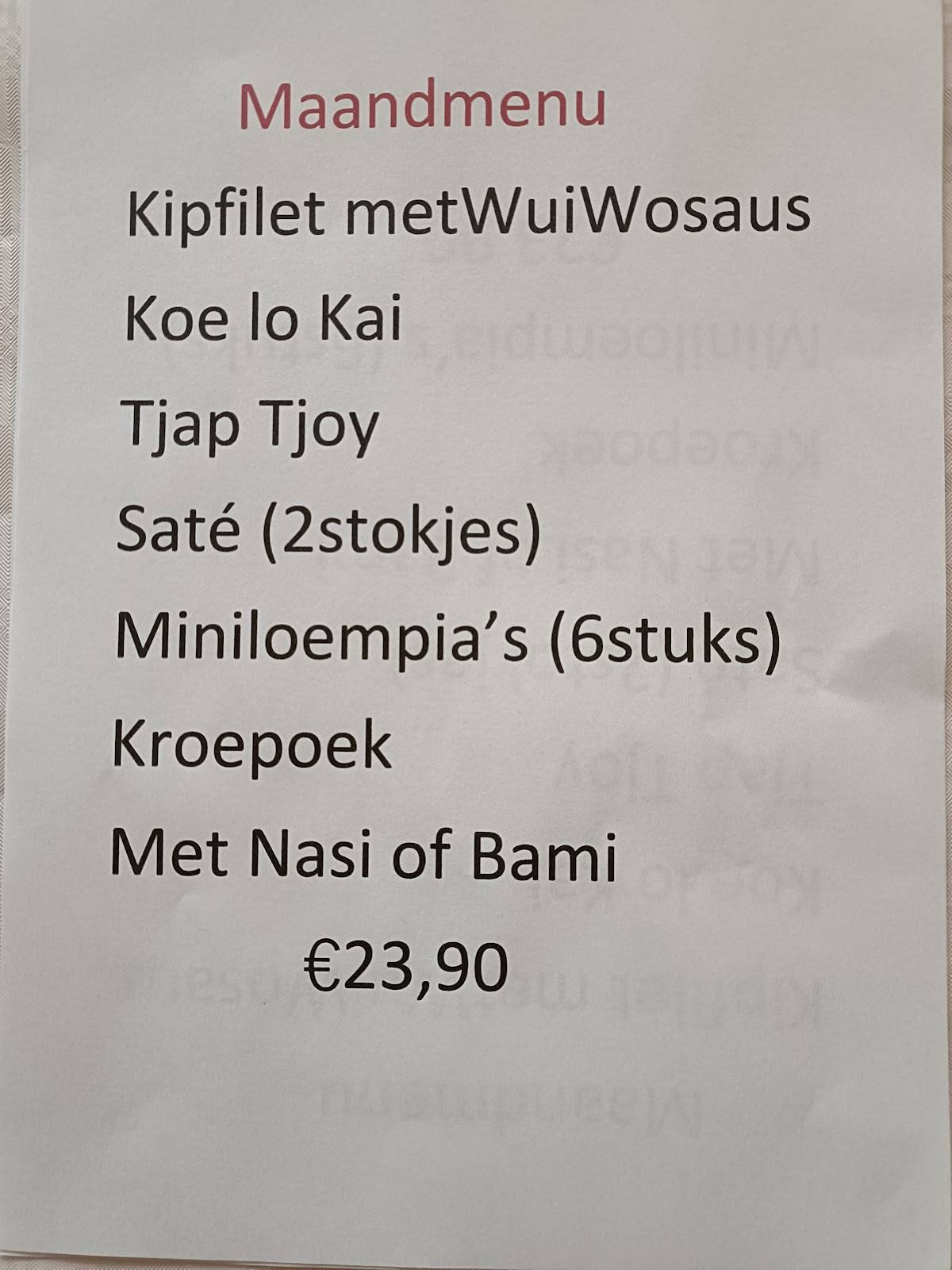 Menu au Chinees Restaurant A La Wong, Maastricht