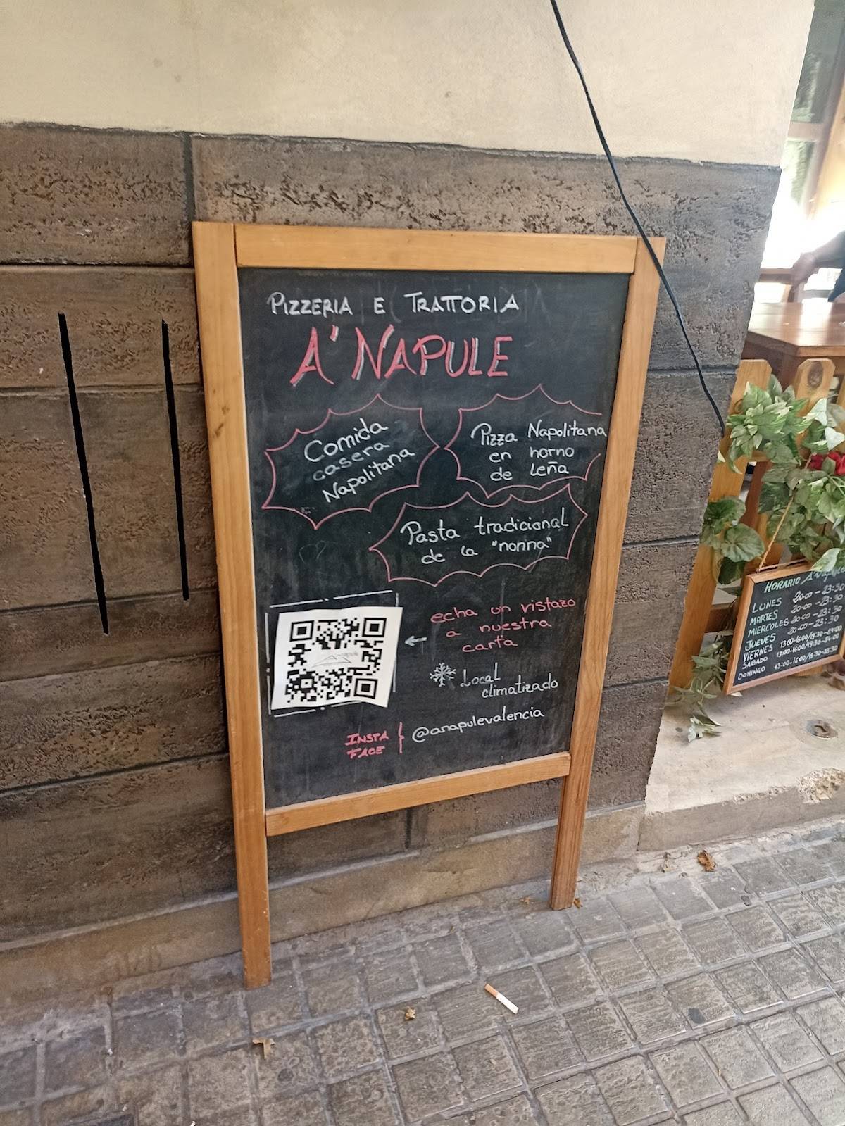 Carta de A' Napule - Restaurante Pizzería Napolitana, Valencia