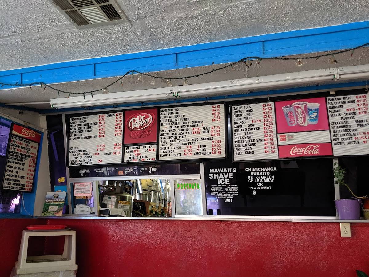 Menu at A & B Drive In restaurant, Truth or Consequences