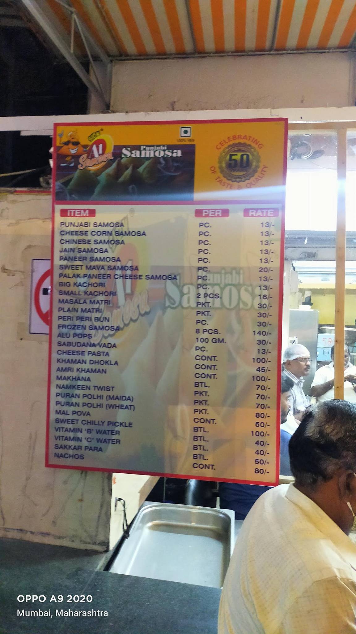 Menu at A1 Samosa, Mumbai, 5A-5