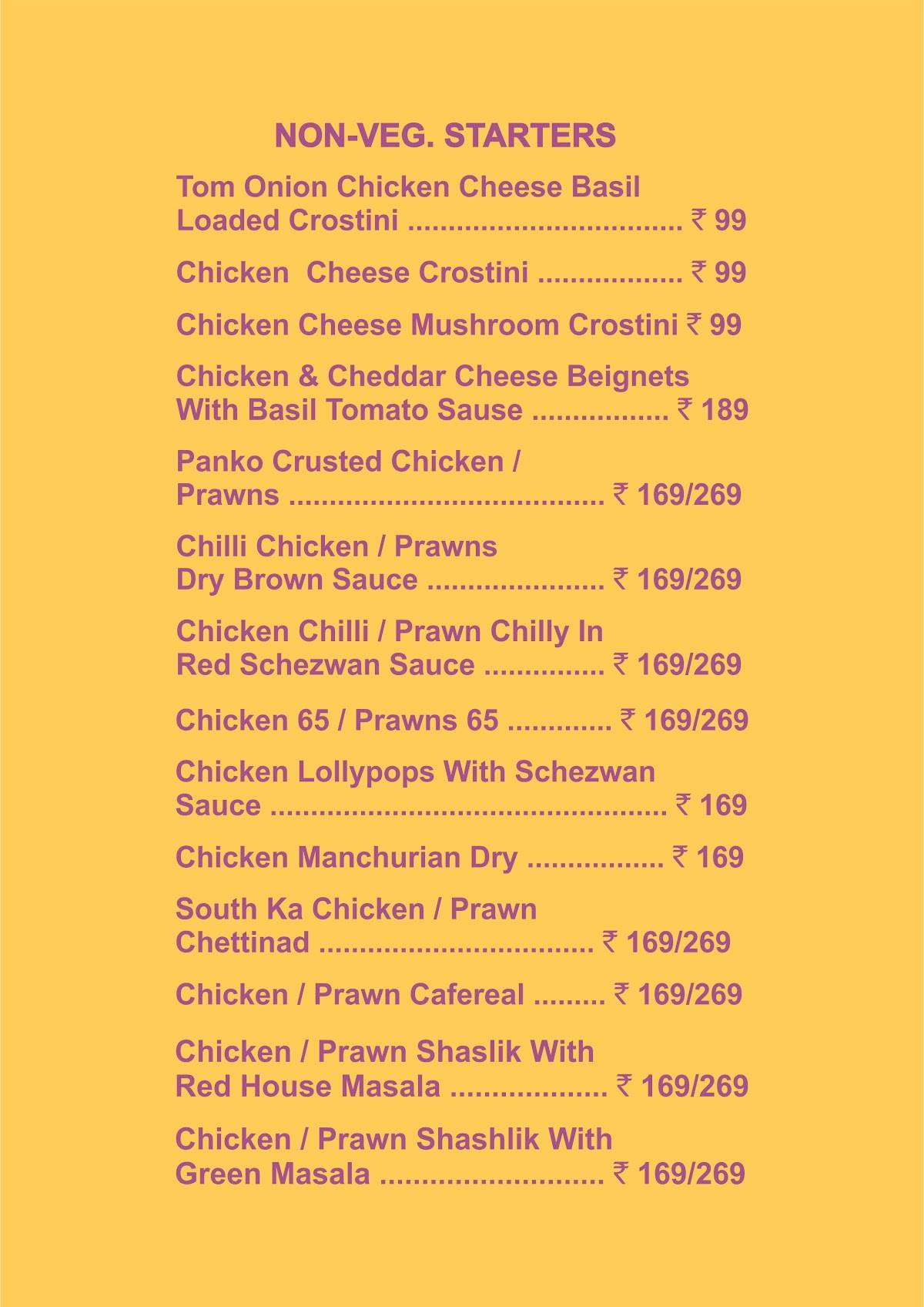 Menu at Fast food Catering Services, Mumbai