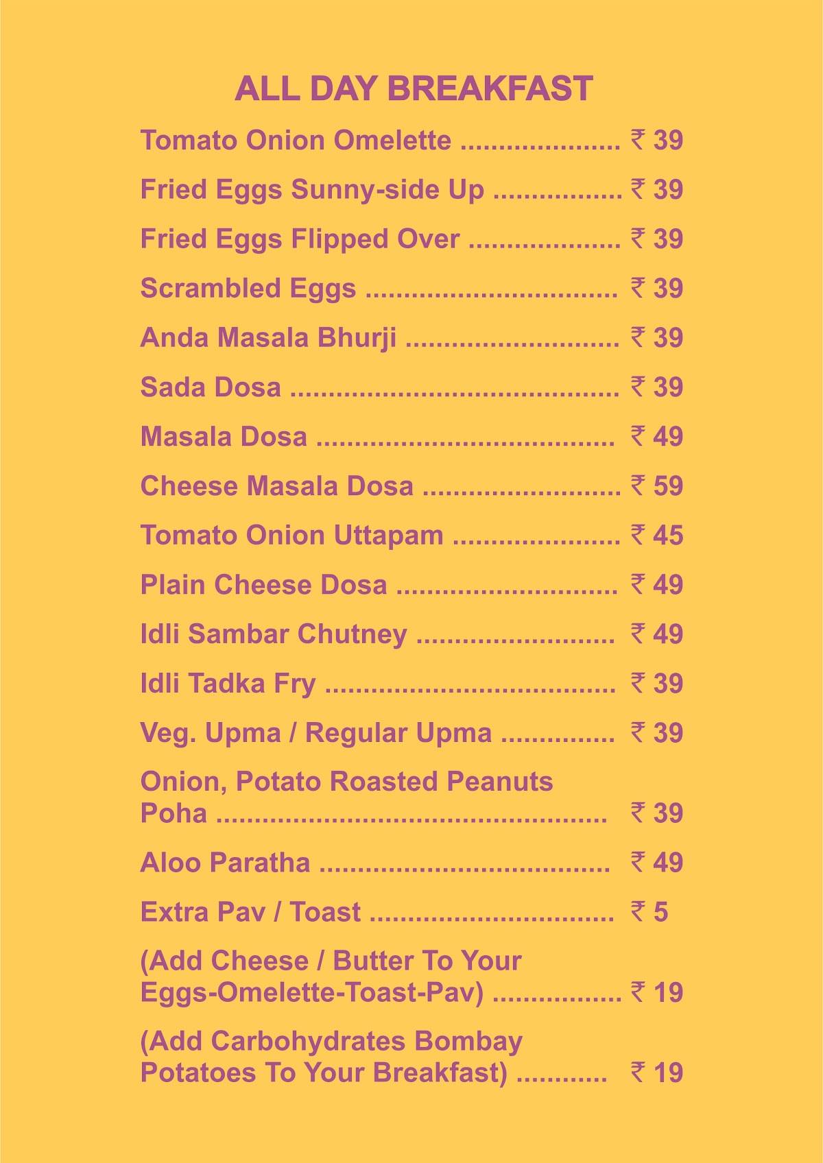 Menu at Fast food Catering Services, Mumbai