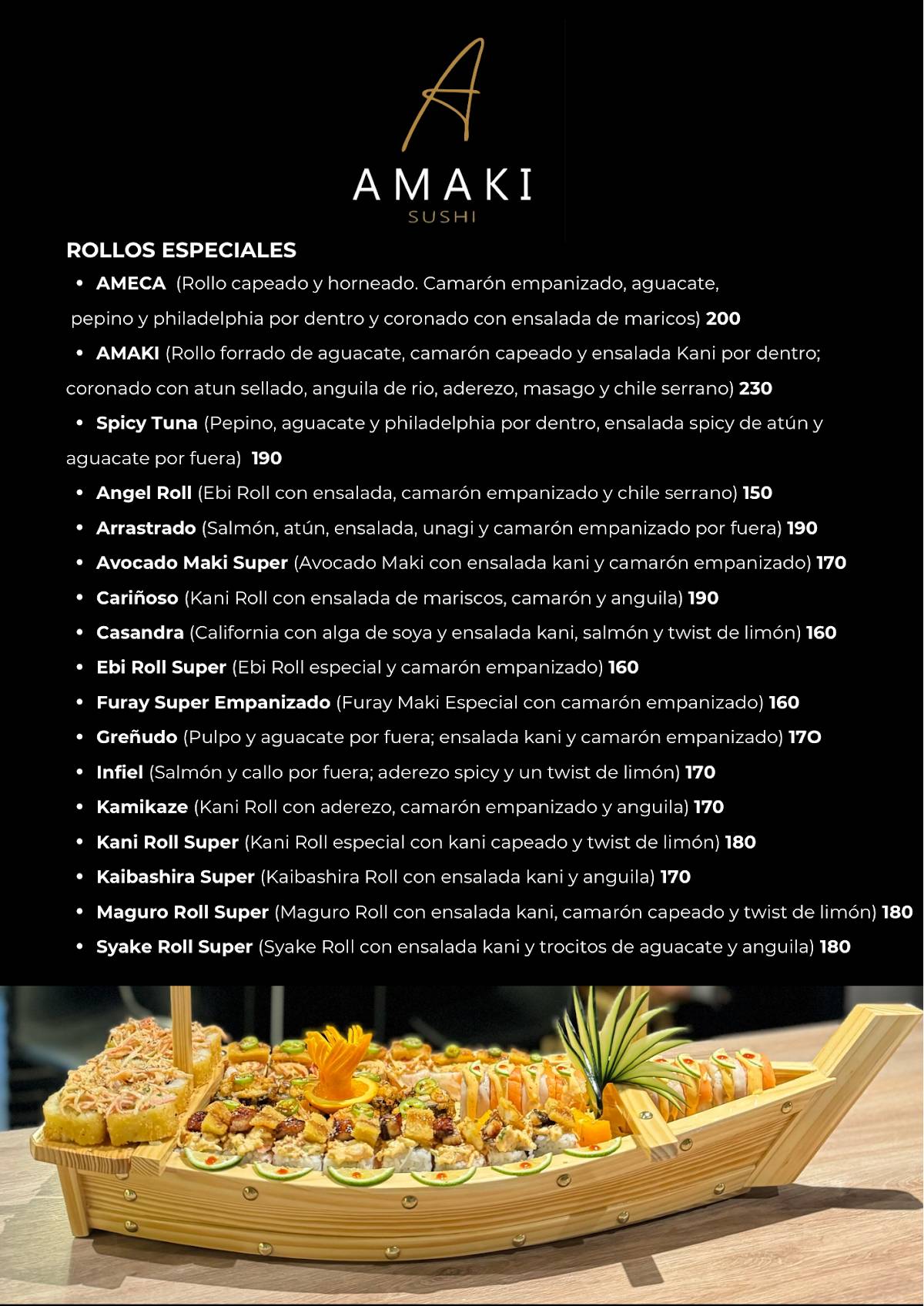 Carta del restaurante AMAKI Sushi, Ameca