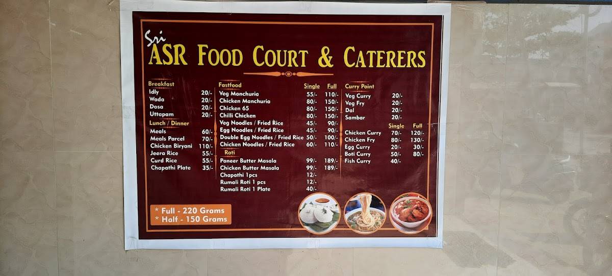 Menu at ASR Food court and Caterers, Hyderabad