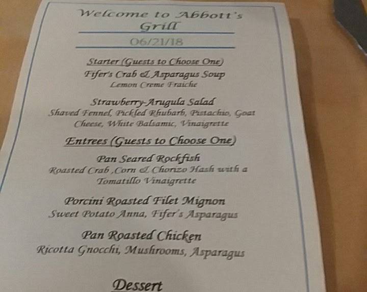 Menu at Abbott's Grill pub & bar, Milford, 249 NE Front St