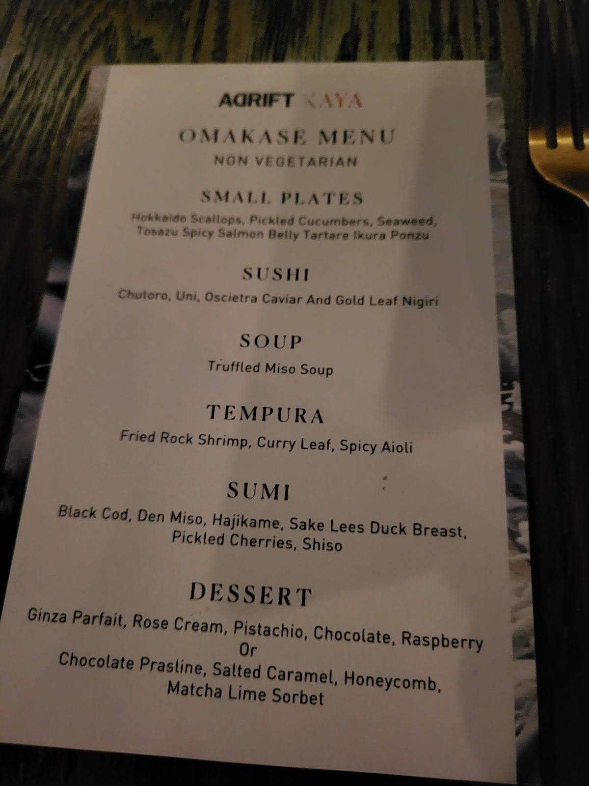 Menu at Adrift Kaya, New Delhi, JW Marriott Hotel New Delhi Aerocity ...