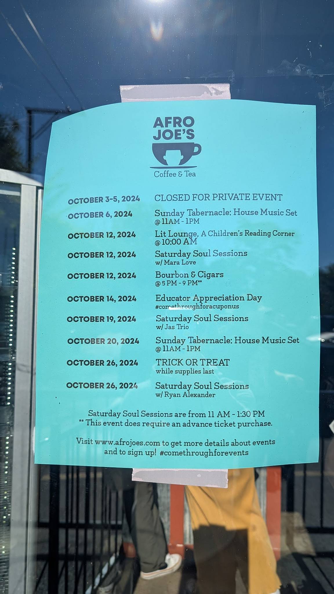 Menu at Afro Joes Coffee & Tea restaurant, Chicago