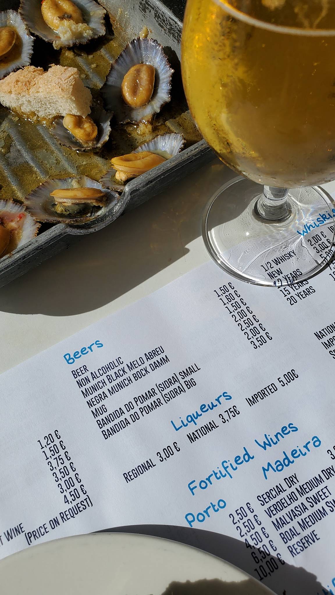 Menu at Bar Caloura, Agua De Pau, Rua da Caloura