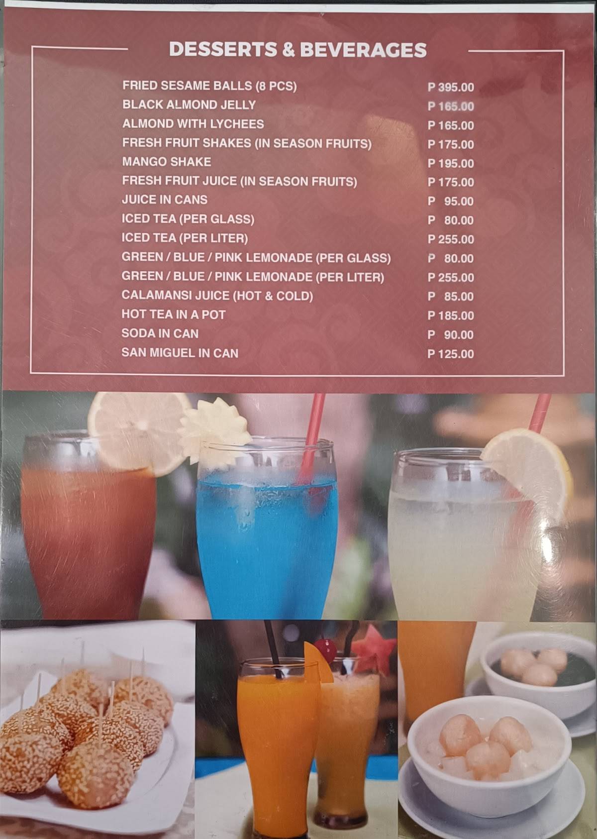 Menu at Ah Fong Asian Cuisine restaurant, Cagayan de Oro, 2nd floor