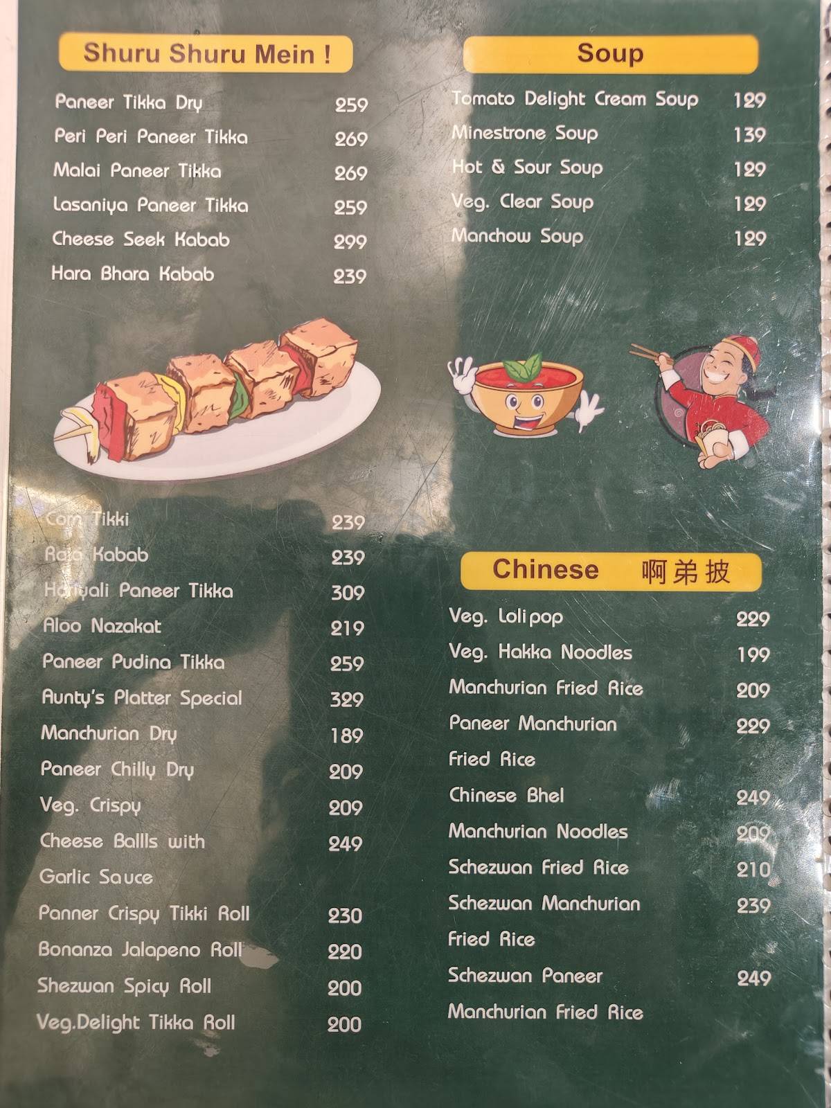 Menu at Aunty de parathe(gurukulwala), Ahmedabad, Raju Complex