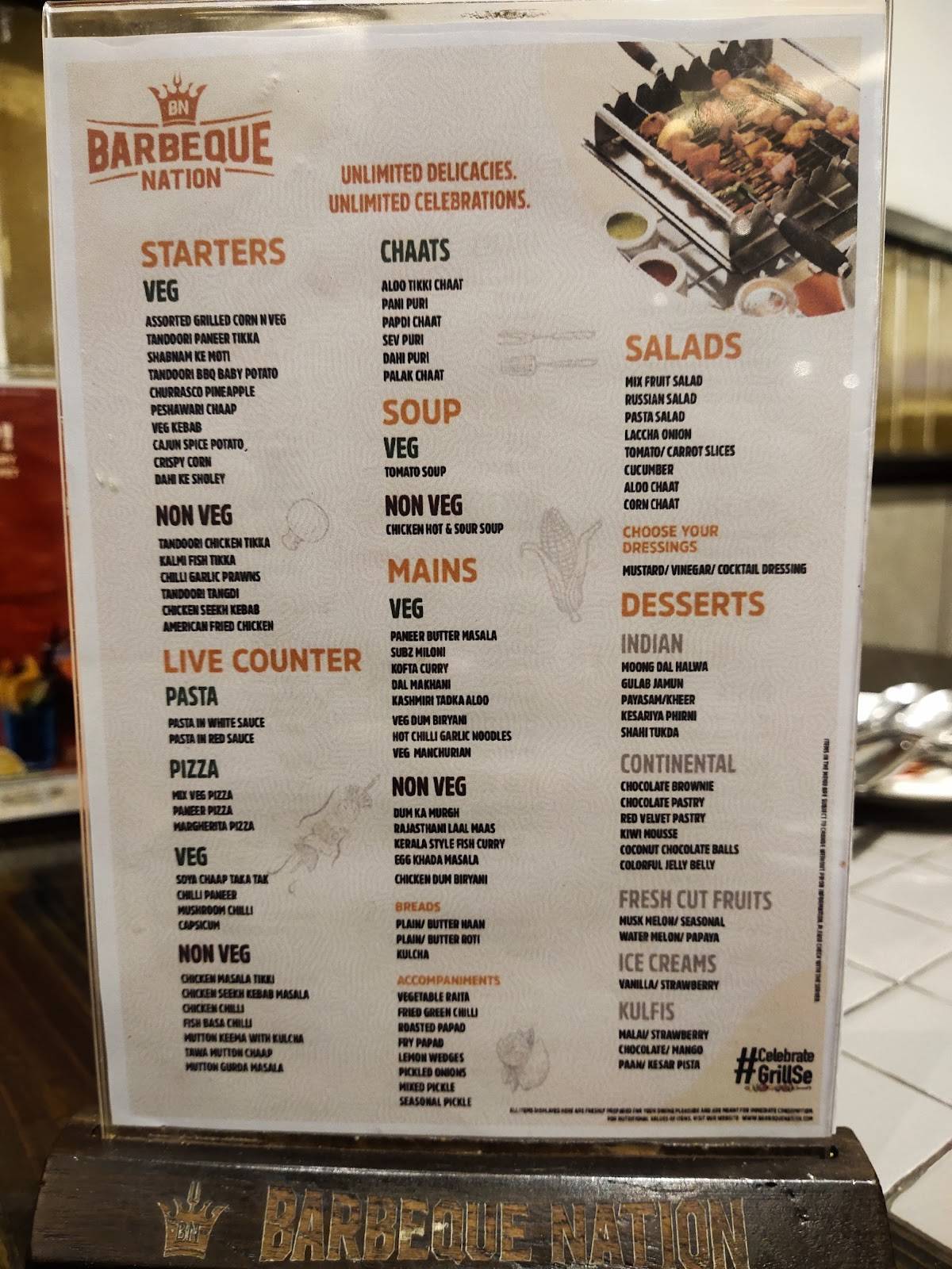 Menu at Barbeque Nation, Ahmedabad