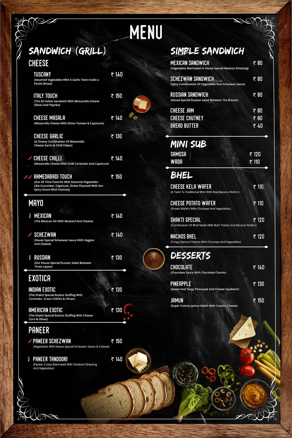 Menu at Shakti The Sandwich Shop, Ahmedabad, 101-Frist Floor