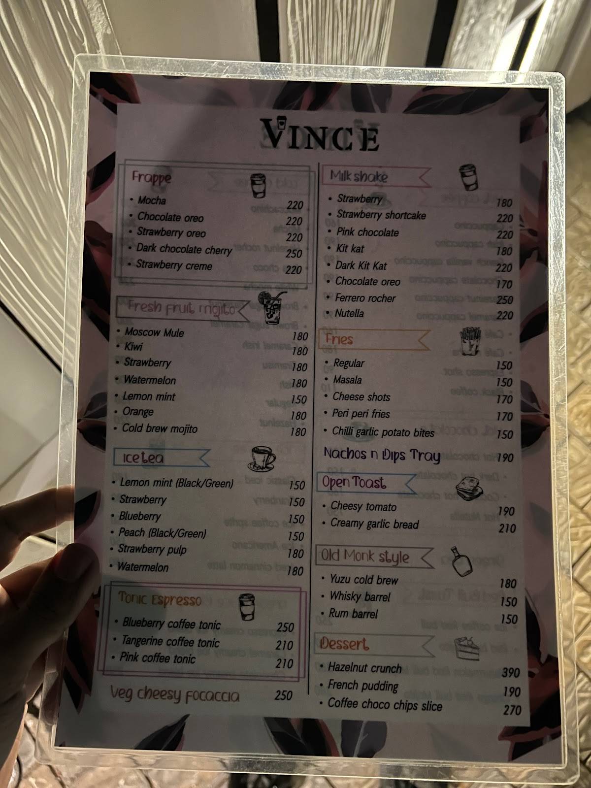 Menu at Vince cafe, Ahmedabad, Karnavati Club Rd
