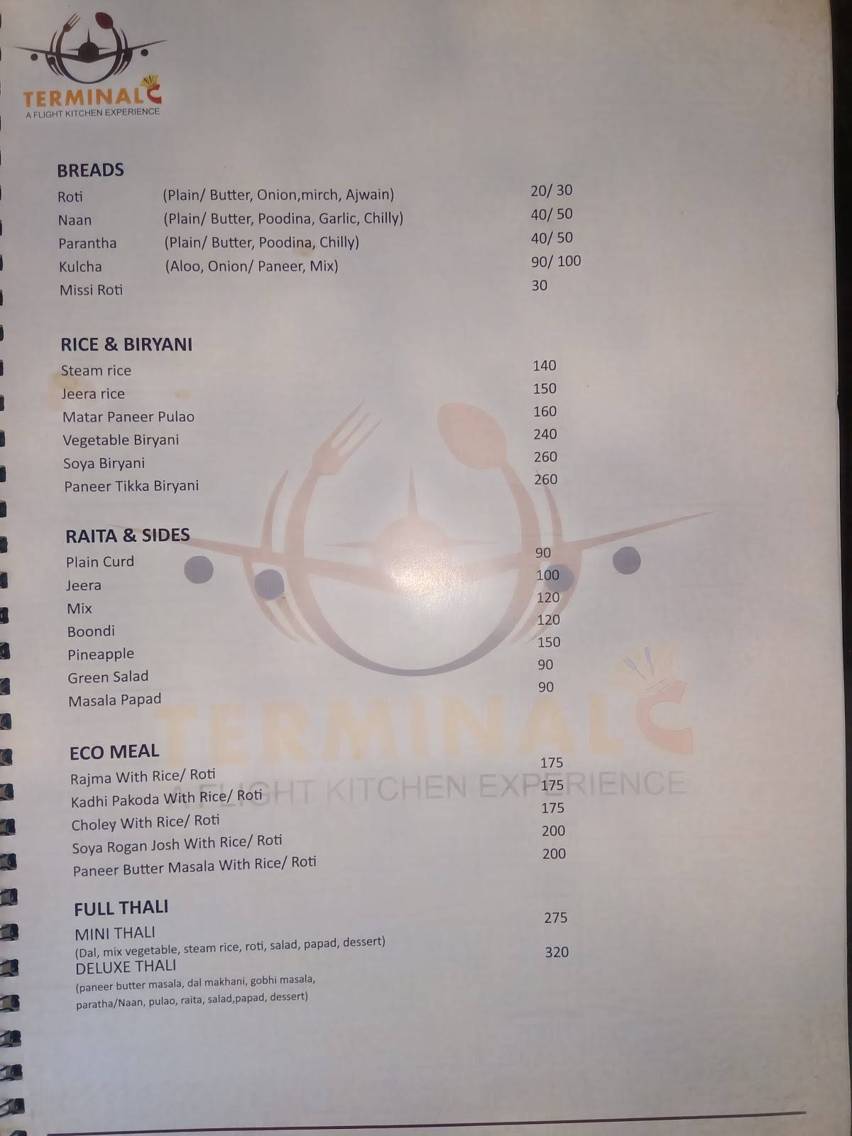 Menu at Aircraft Restaurant (Terminal C), Murthal