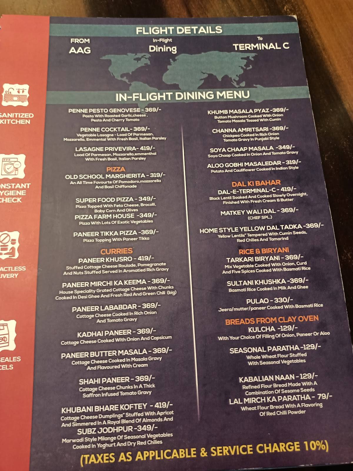 Menu at Aircraft Restaurant (Terminal C), Murthal