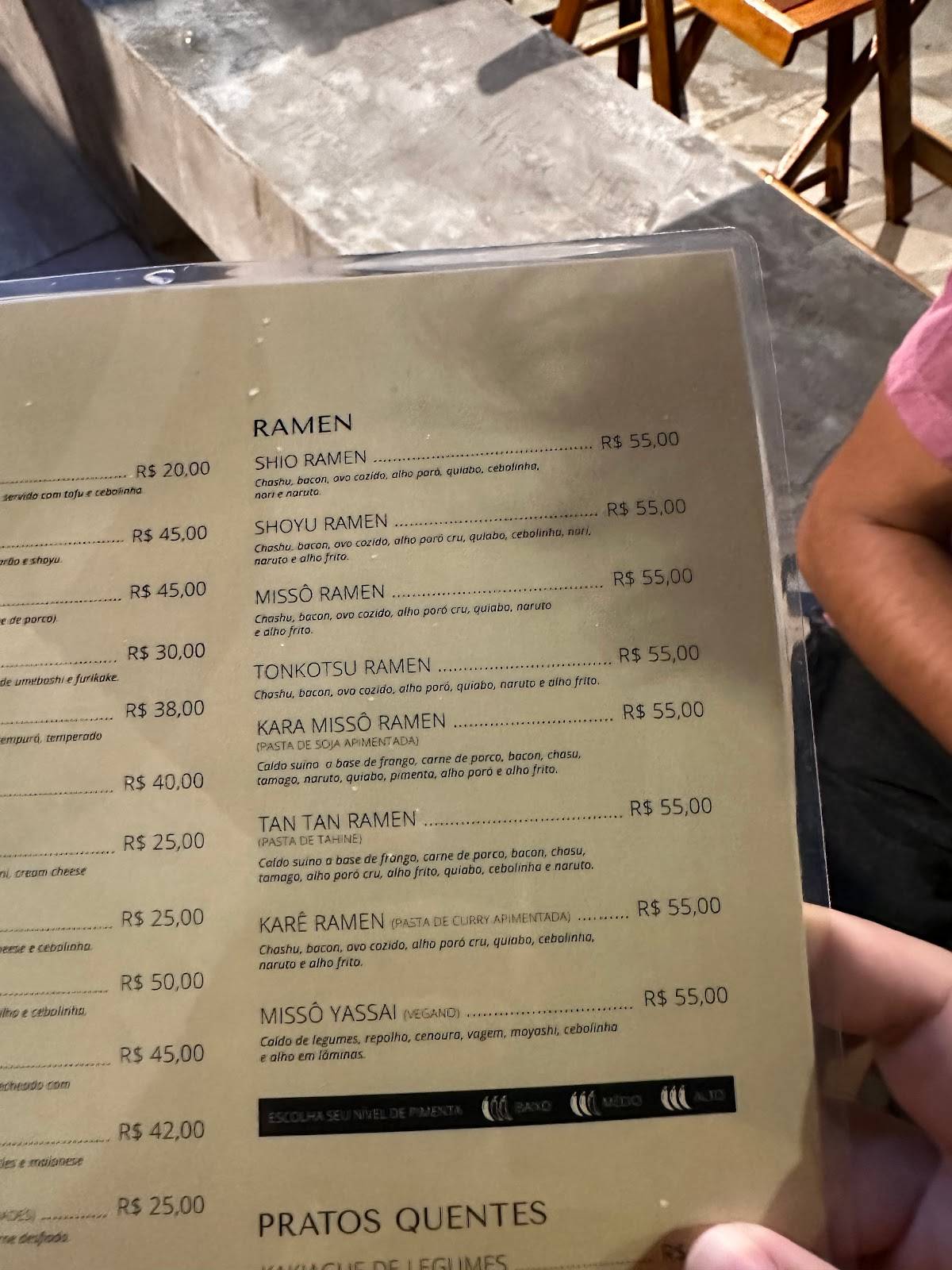 Menu at Akira Ramen restaurant, Recife, Av. Conselheiro Aguiar