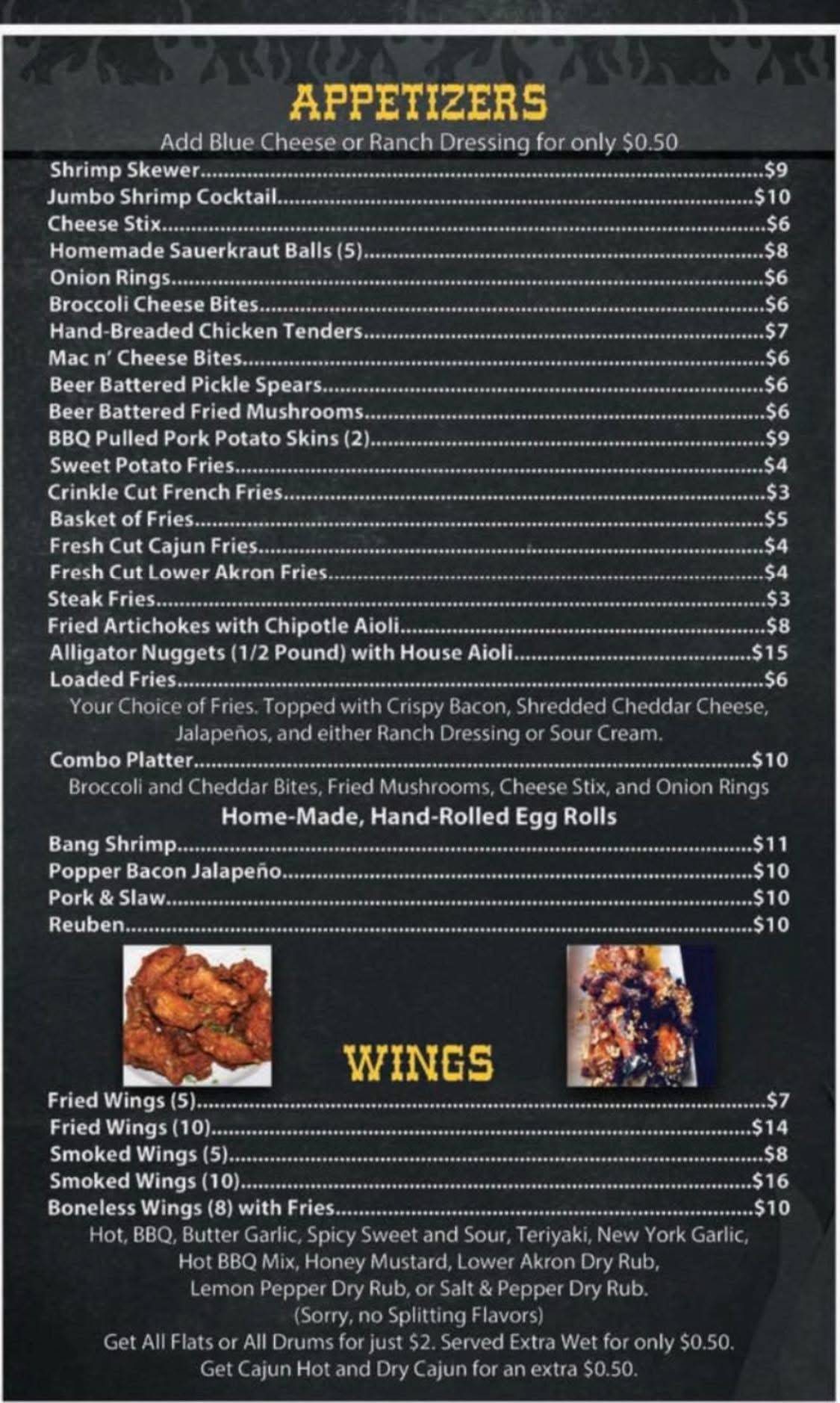 Menu at Main Street Saloon pub & bar, Akron