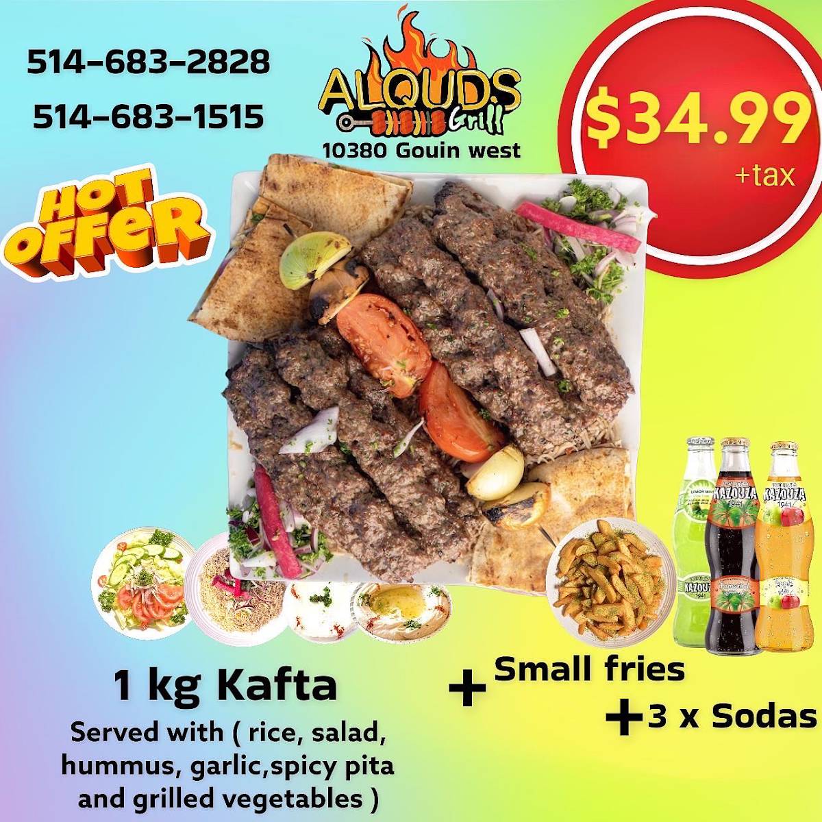 Menu au Al Quds Belanger restaurant, Montréal