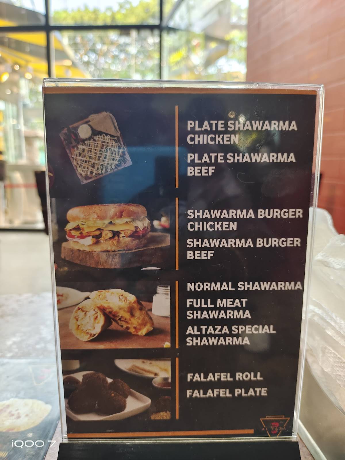 Menu at Al Taza Shawarma, India
