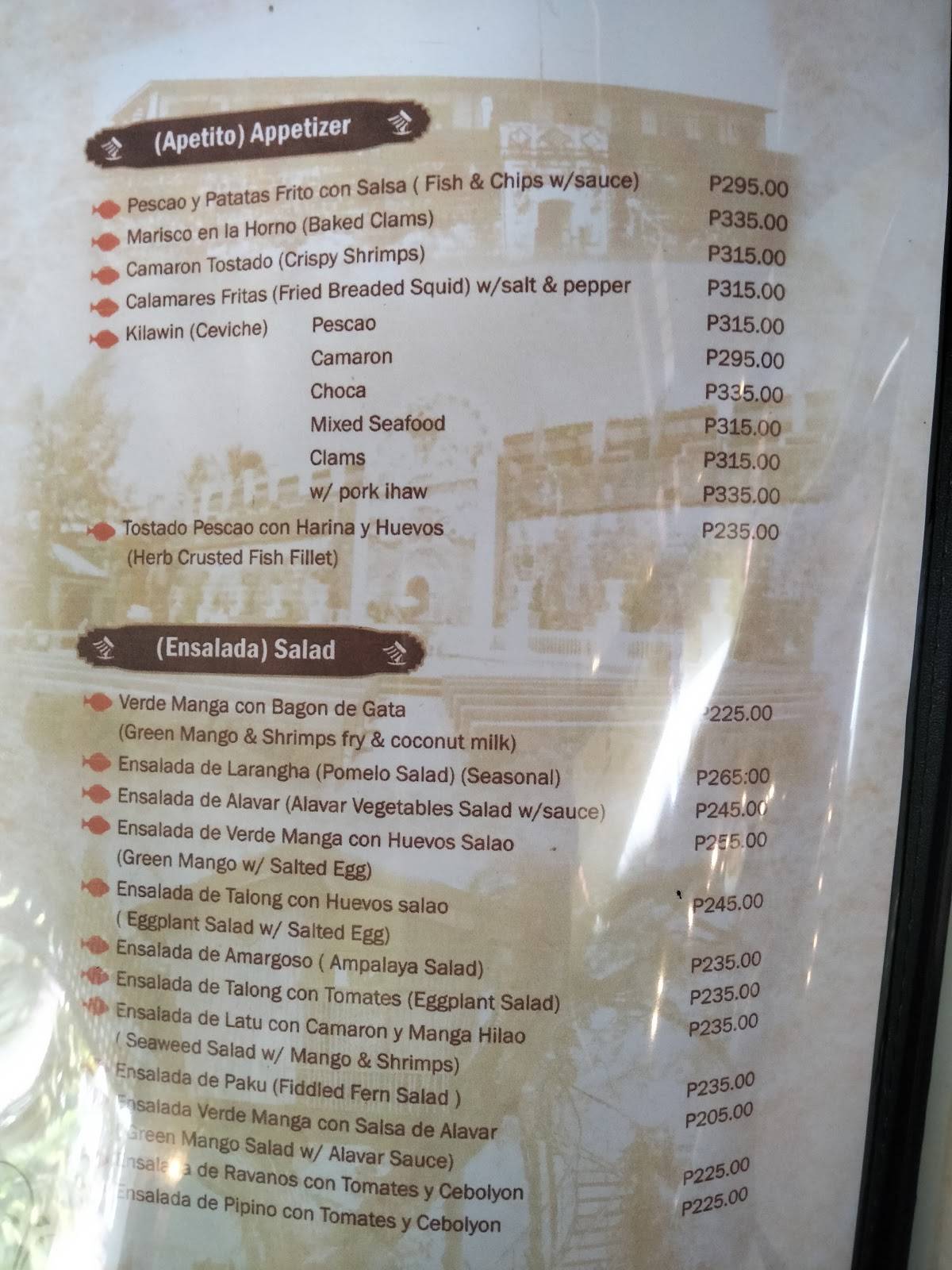 Menu at Alavar Seafood Restaurant, Zamboanga, 173 Don Alfaro St