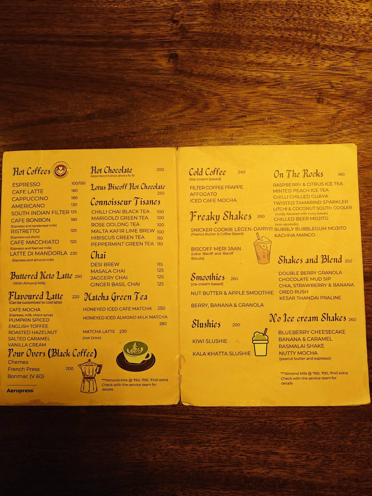 Menu at Alchemy Coffee Roasters, Bengaluru, 36th Cross Rd