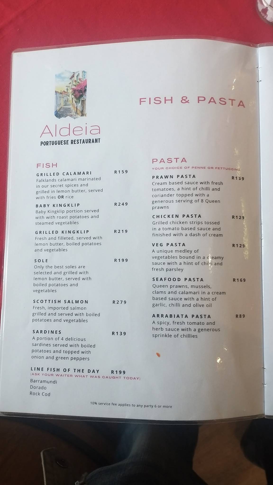 Menu at Papa Boa Rivonia restaurant, Johannesburg