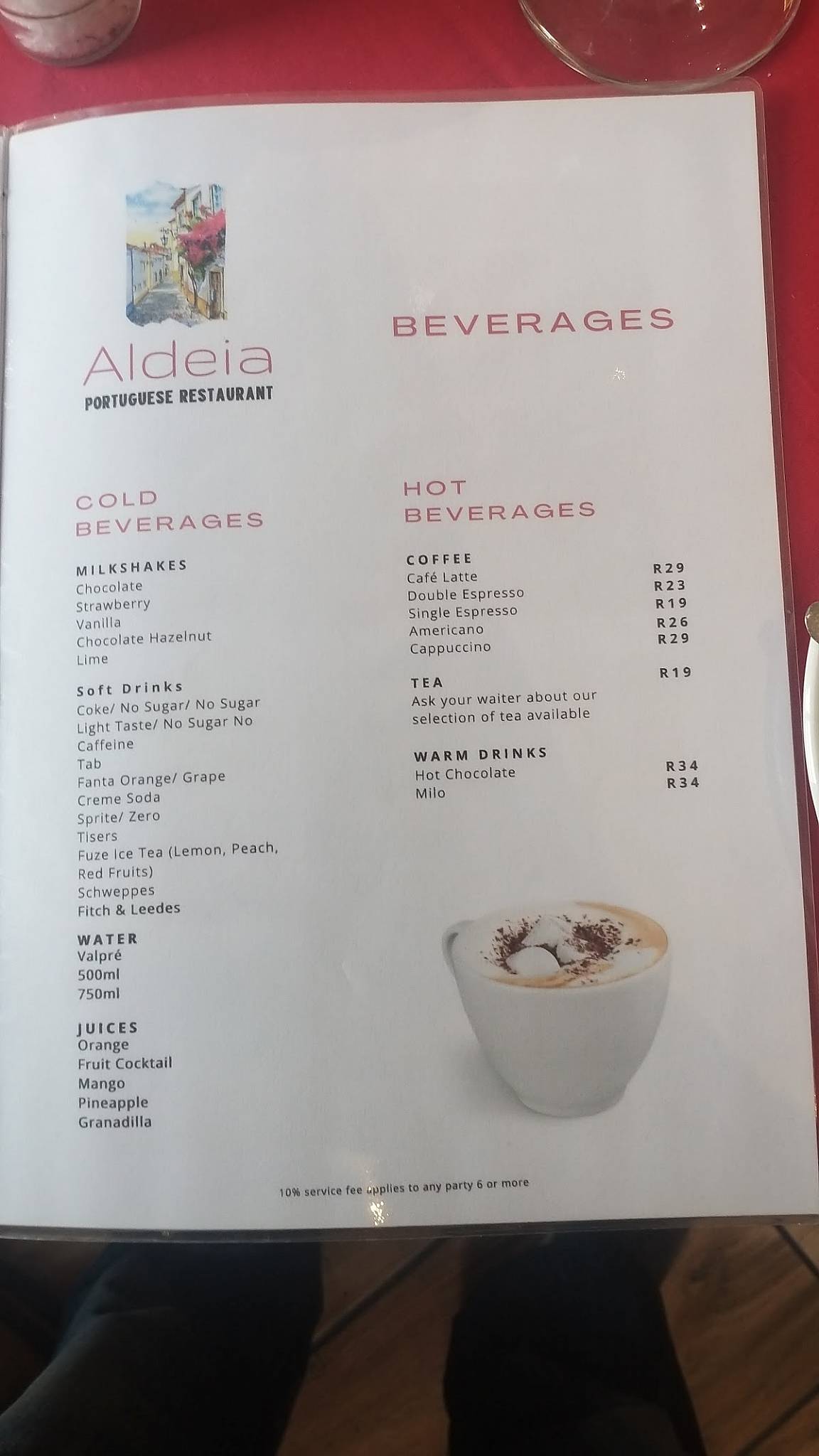 Menu at Papa Boa Rivonia restaurant, Johannesburg
