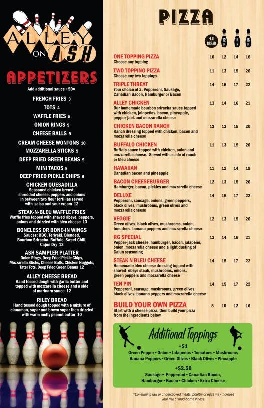 Menu at Alley On Ash pub & bar, New London