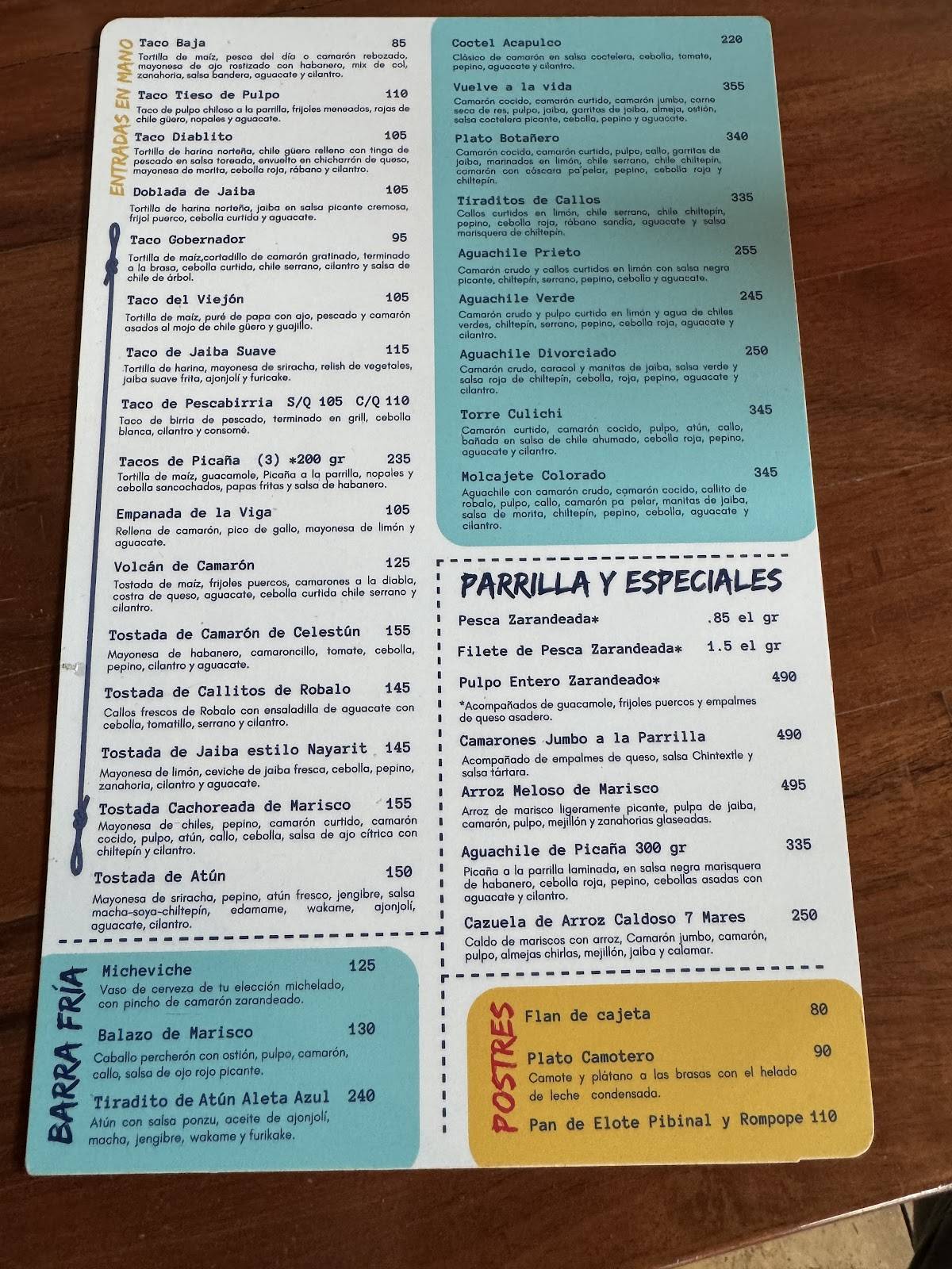 Carta del restaurante Almar Marisqueria, Merida