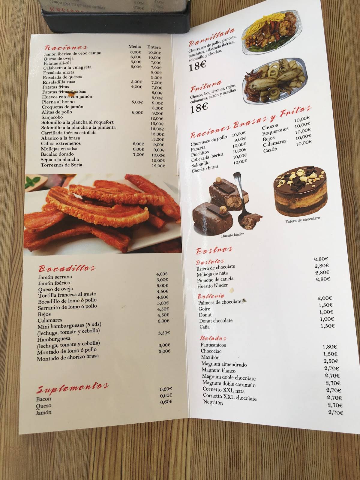 Menu at La Parada pub & bar, Almendralejo