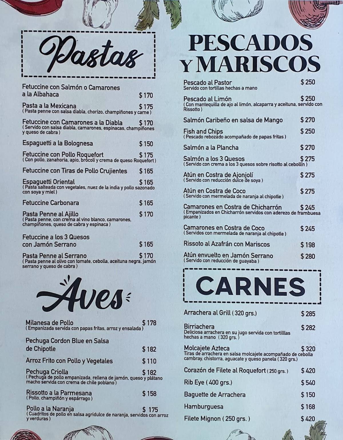 Menu at Almina restaurant, Chetumal