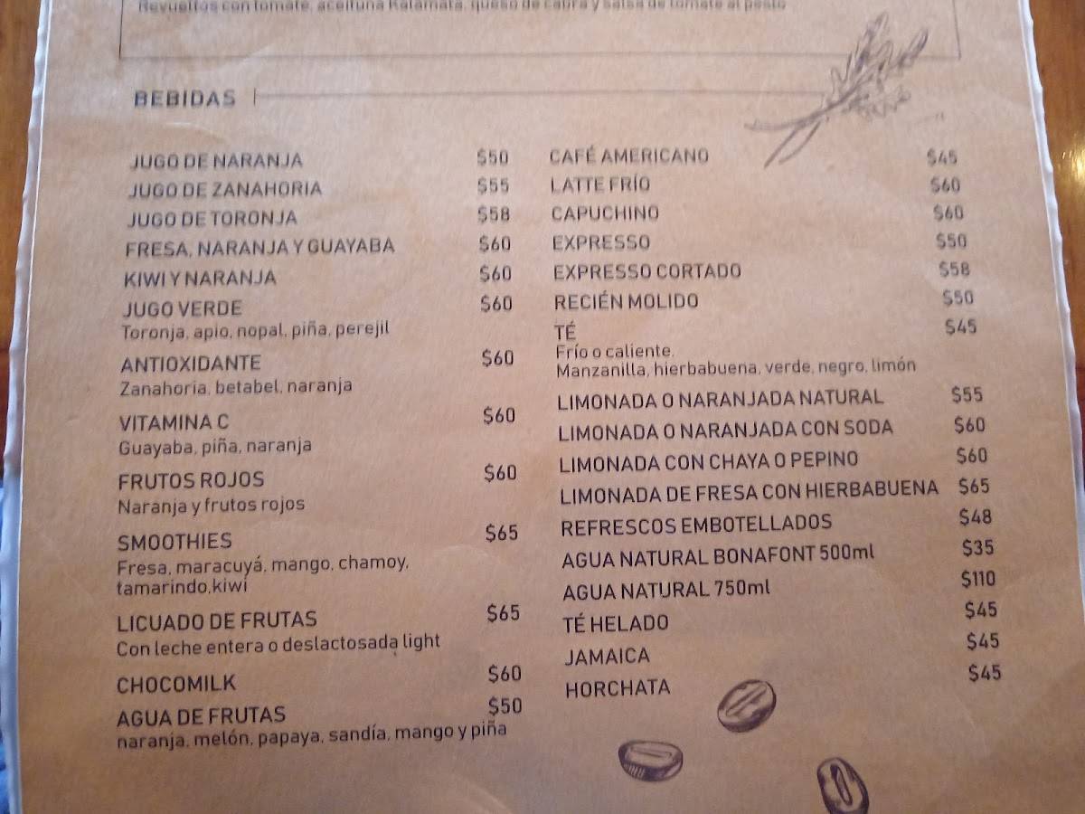 Carta del restaurante Almina, Chetumal