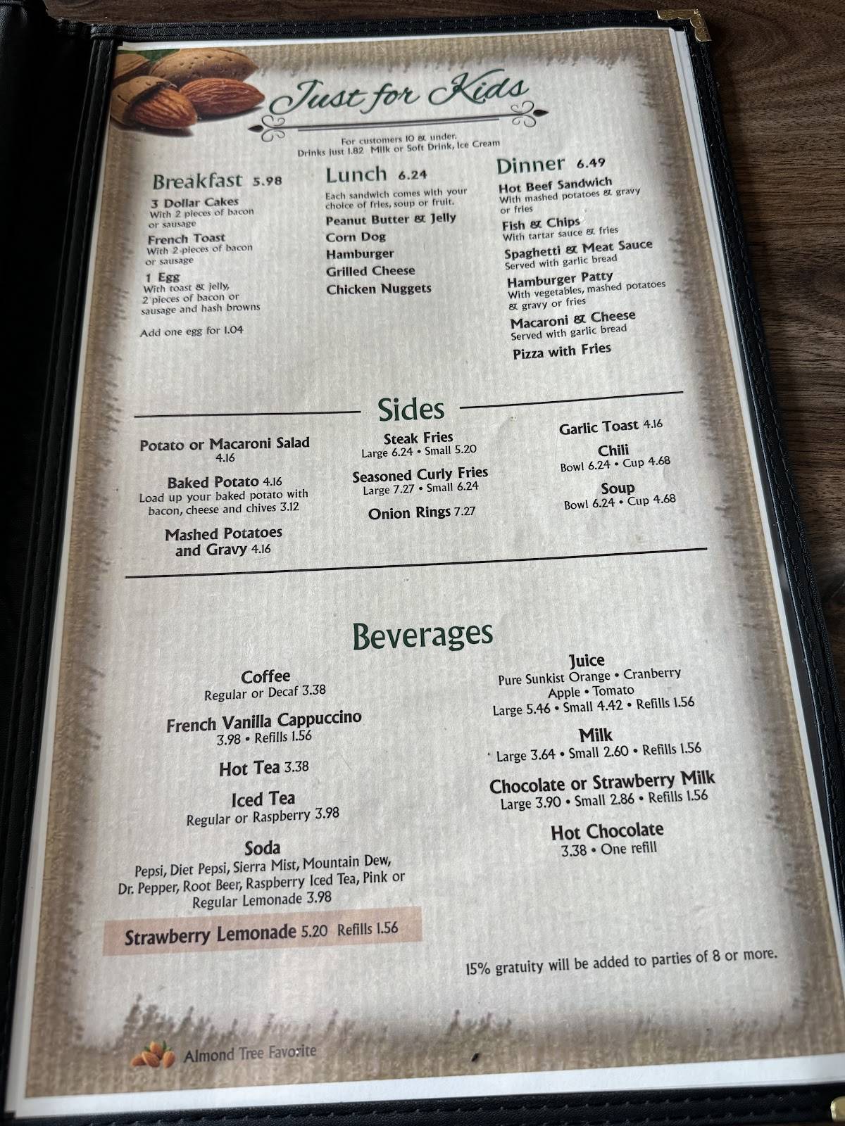 Menu at Almond Tree Restaurant, Atwater