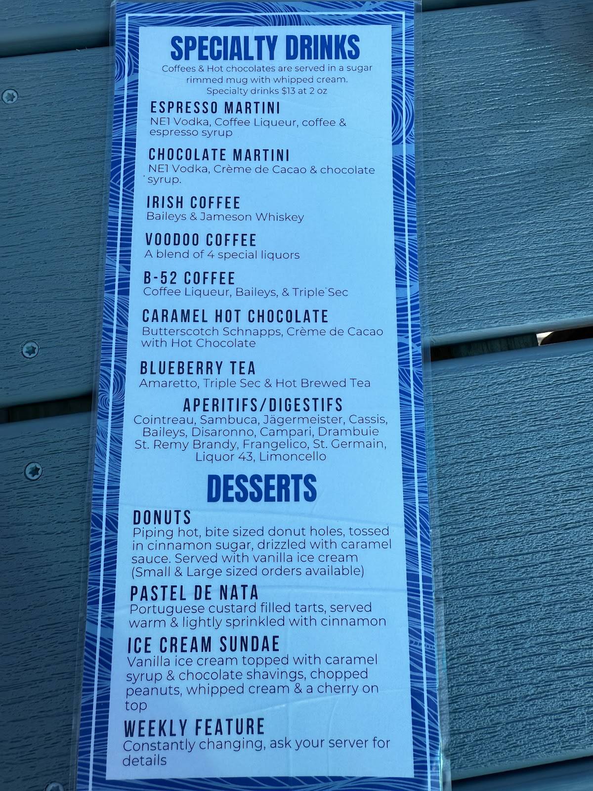 Menu at Alternate Grounds Dockside cafe, Sarnia, 97 Seaway Rd