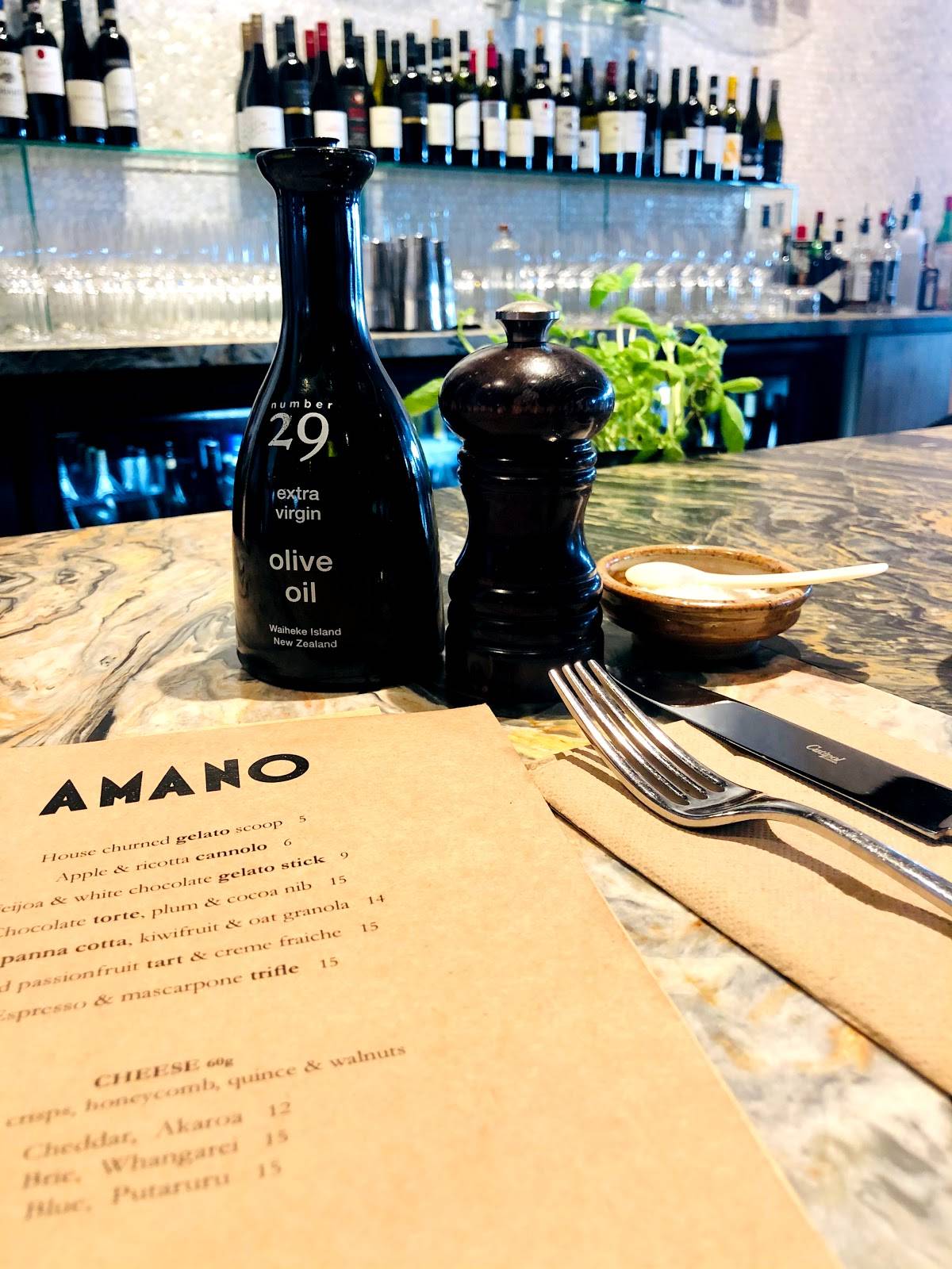 Menu at Amano restaurant, Auckland, 66 - 68