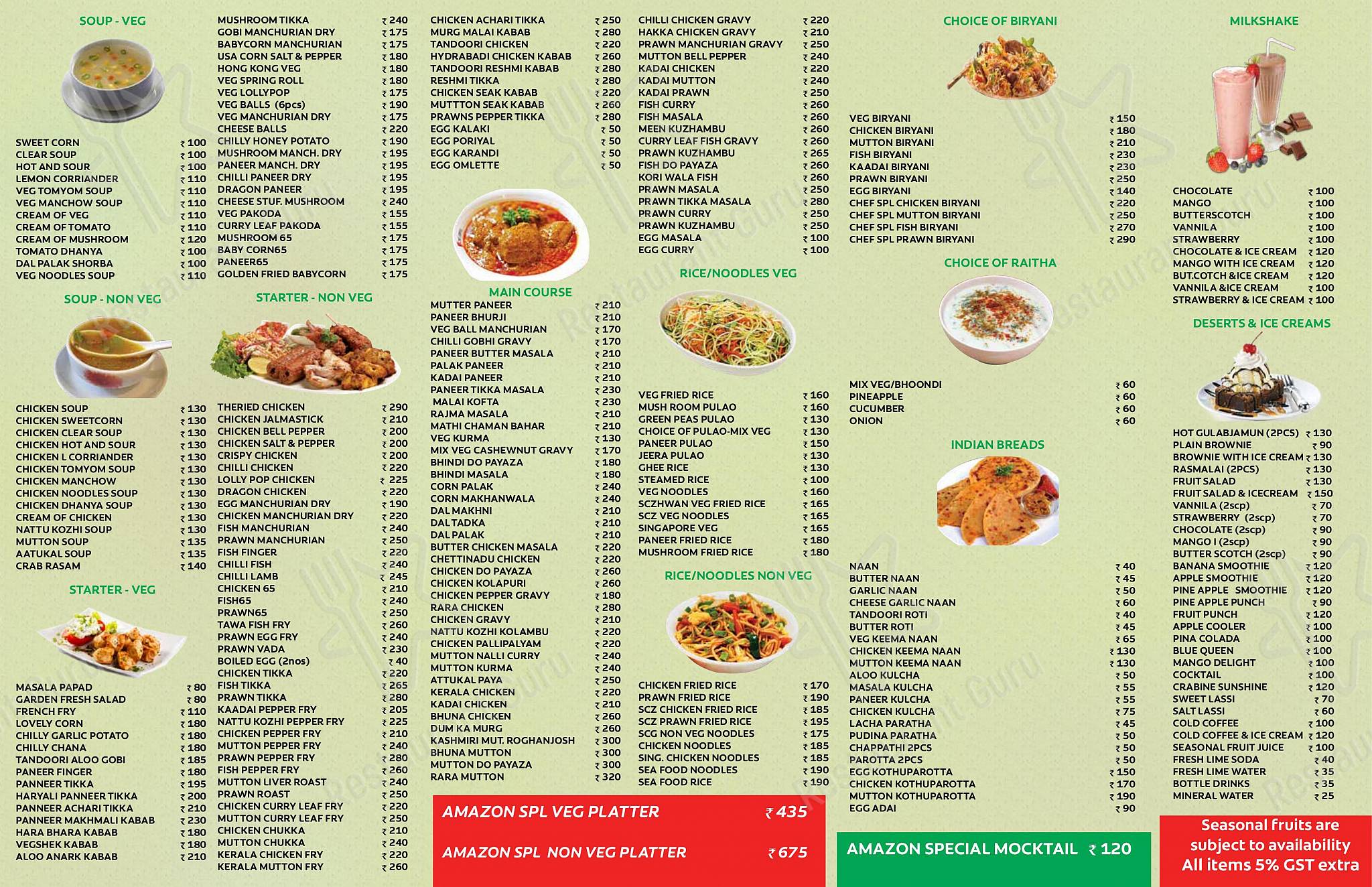 Menu at Amazon Jungles Restaurant - Theme Restaurant in OMR Perungudi ...