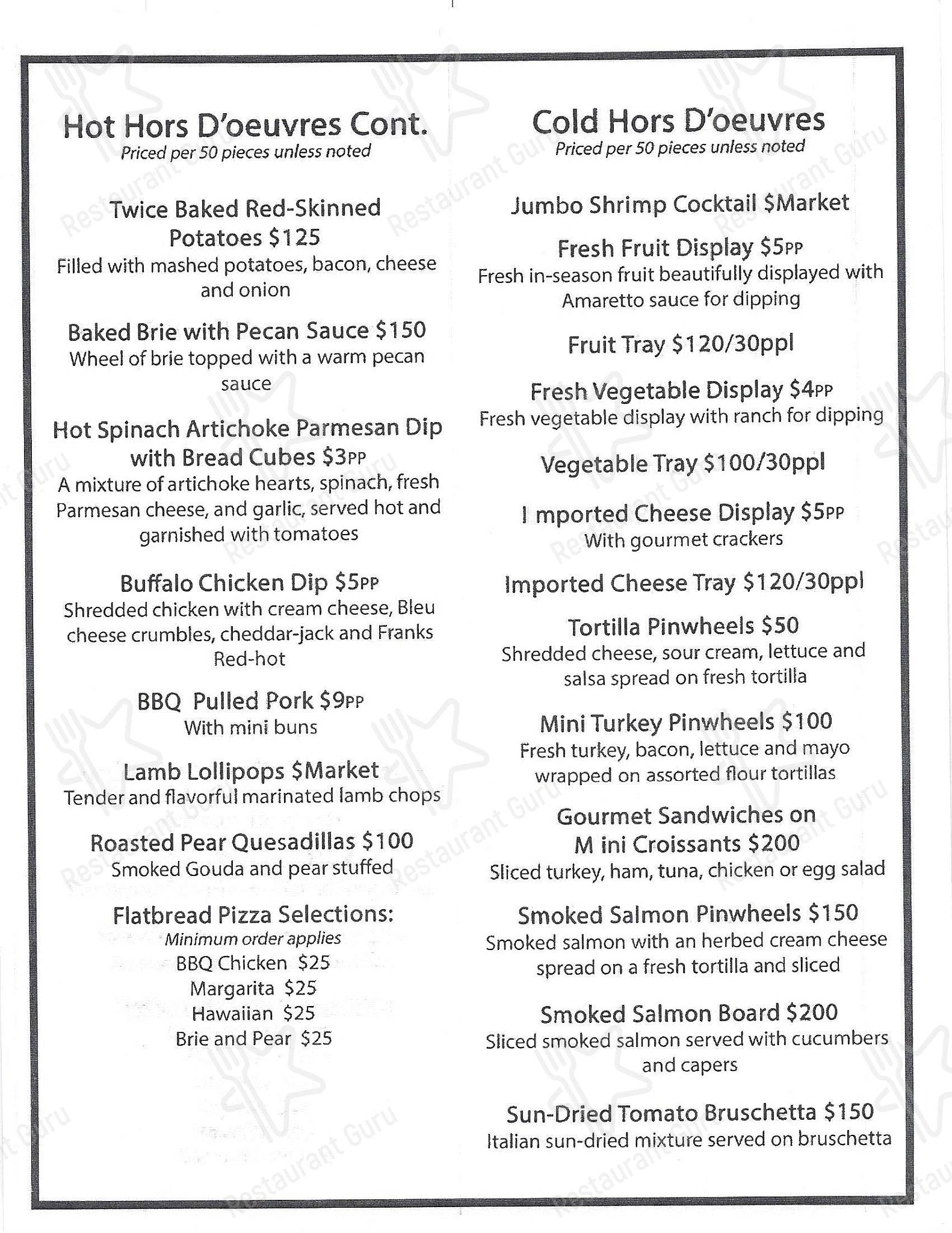 Menu at Amber Rose Restaurant & Catering, Dayton