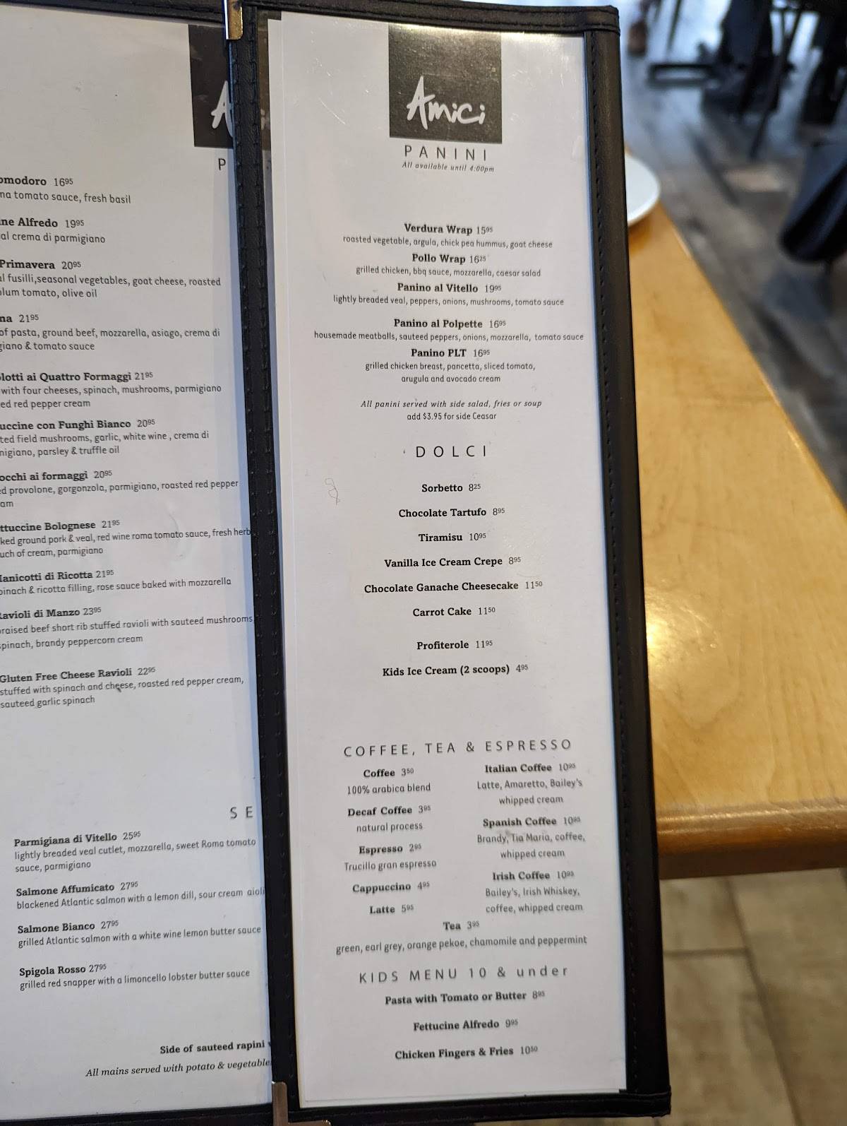 Menu at Amici restaurant, Pickering, Pickering Pkwy