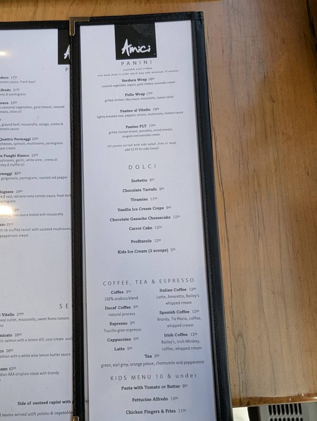 Menu at Amici restaurant, Pickering, Pickering Pkwy