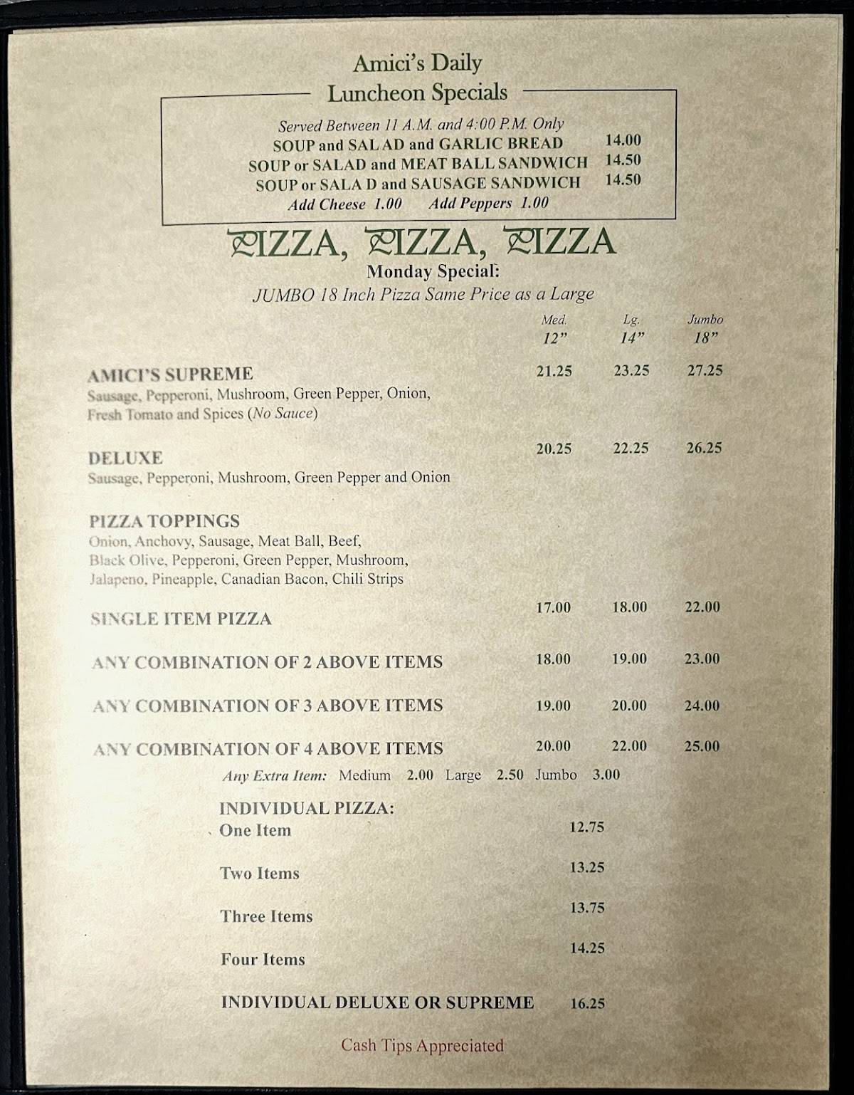 Menu at Amici's Pizzeria & Italian, Wheat Ridge