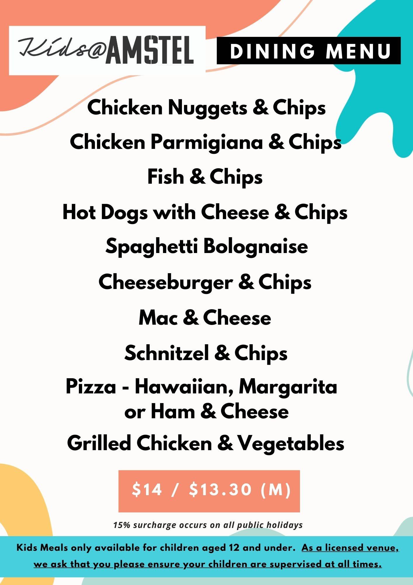 Menu at Amstel Club, Cranbourne