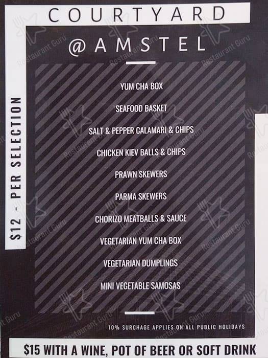 Menu at Amstel Club, Cranbourne