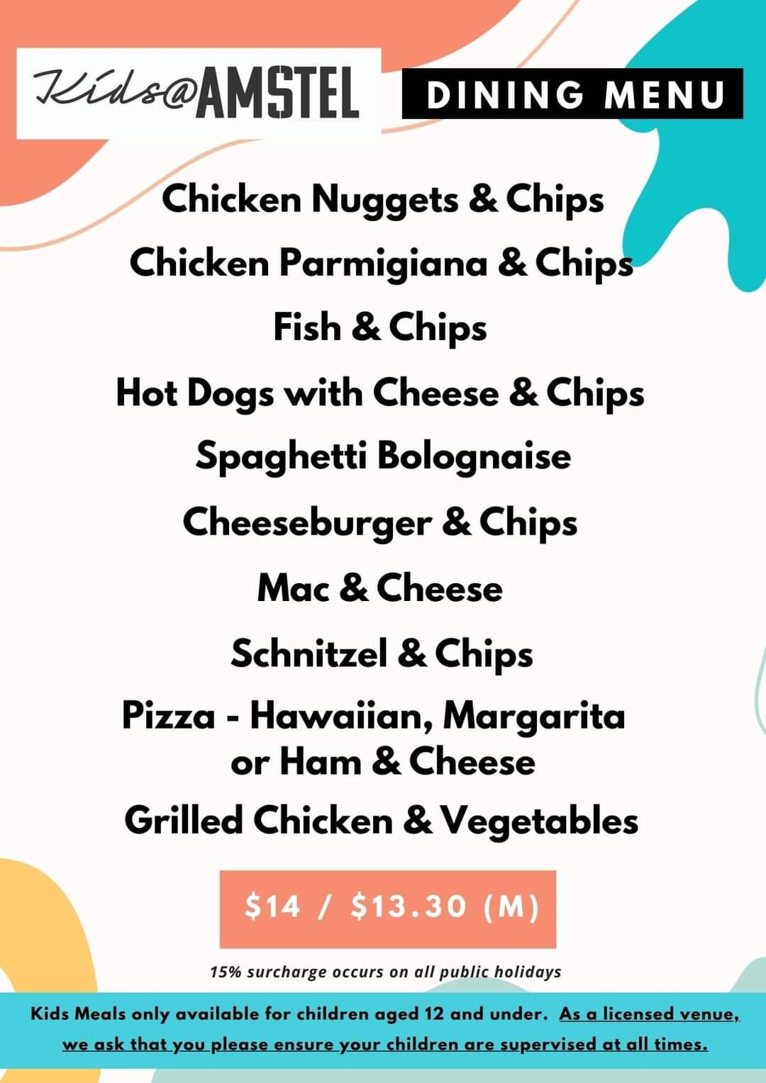 Menu at Amstel Club, Cranbourne
